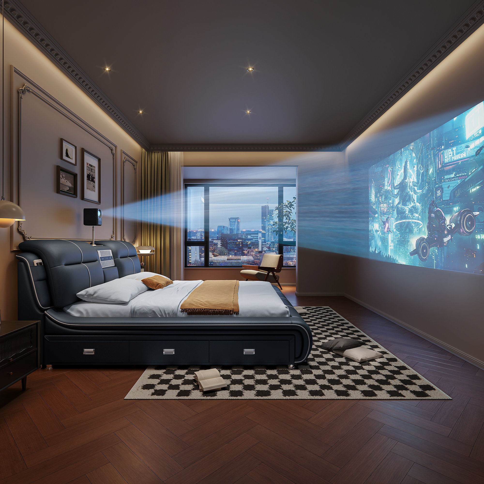 Westco Furniture Multifunctional Smart Upholstered Bed, Luxury King Bed ...