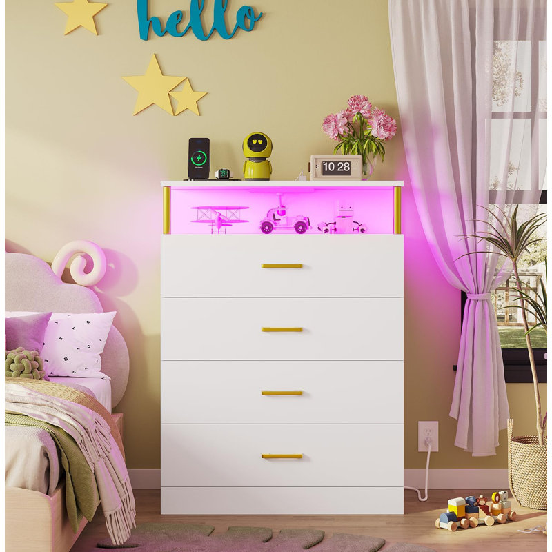 Wrought Studio™ Dresser For Bedroom,white Bedroom Dresser & Chest Of 4 ...
