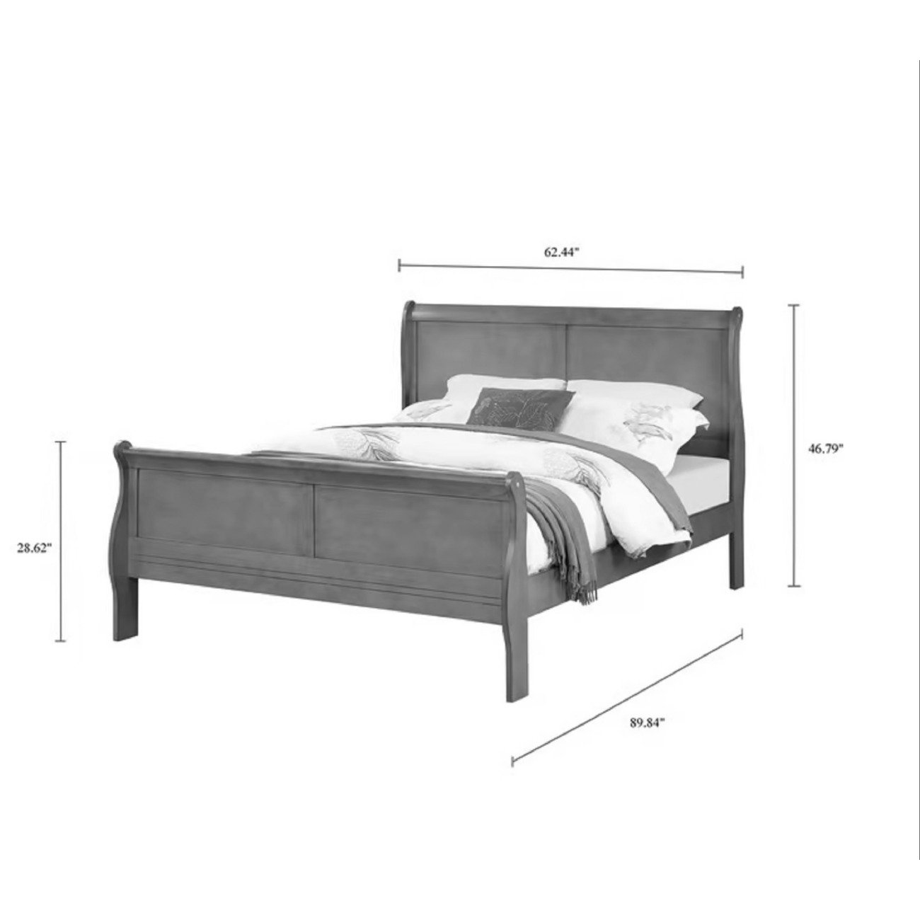 Darby Home Co Louis Phillipe Finish Panel Sleigh Bed Solid Wood Wooden ...