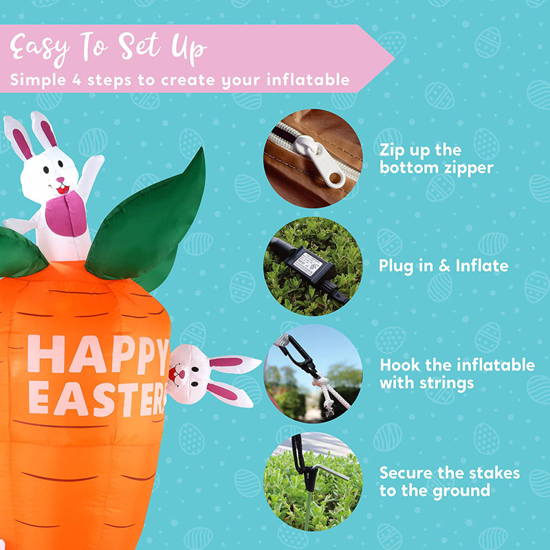 The Holiday Aisle® Bunny Inflatable | Wayfair