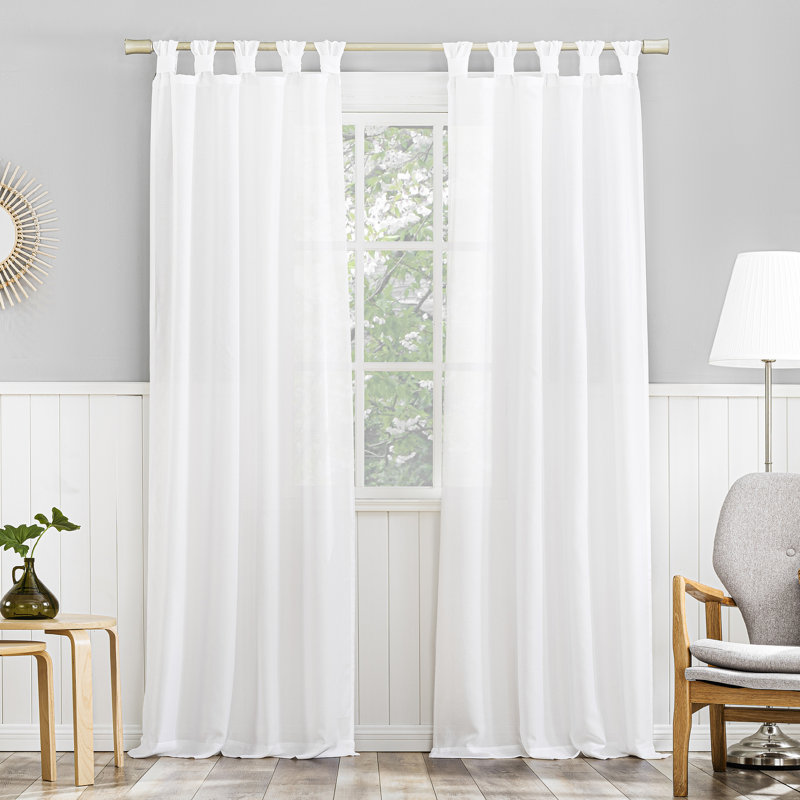 Ebern Designs Diglio Twist Tab Semi-Sheer Tab Top Curtain Panel ...