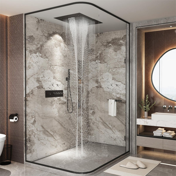 CASAINC 31" L x 24" W 4-Function Flush Mounted Thermostatic Shower ...