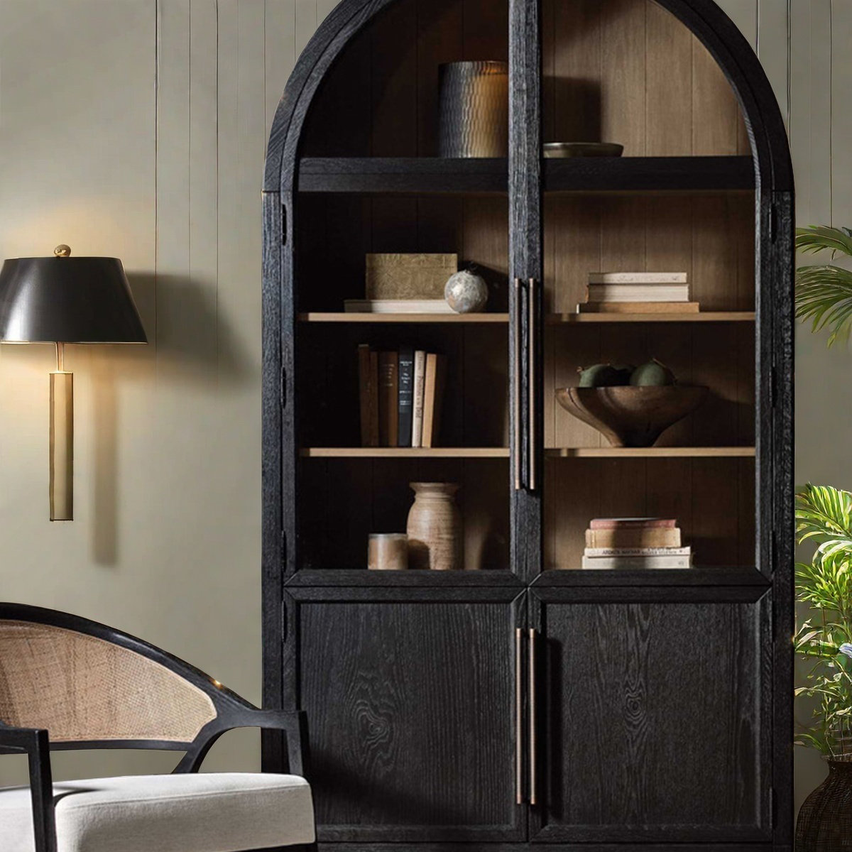 NICECABINET Retro Simple Black Solid Wood Bookcases | Wayfair