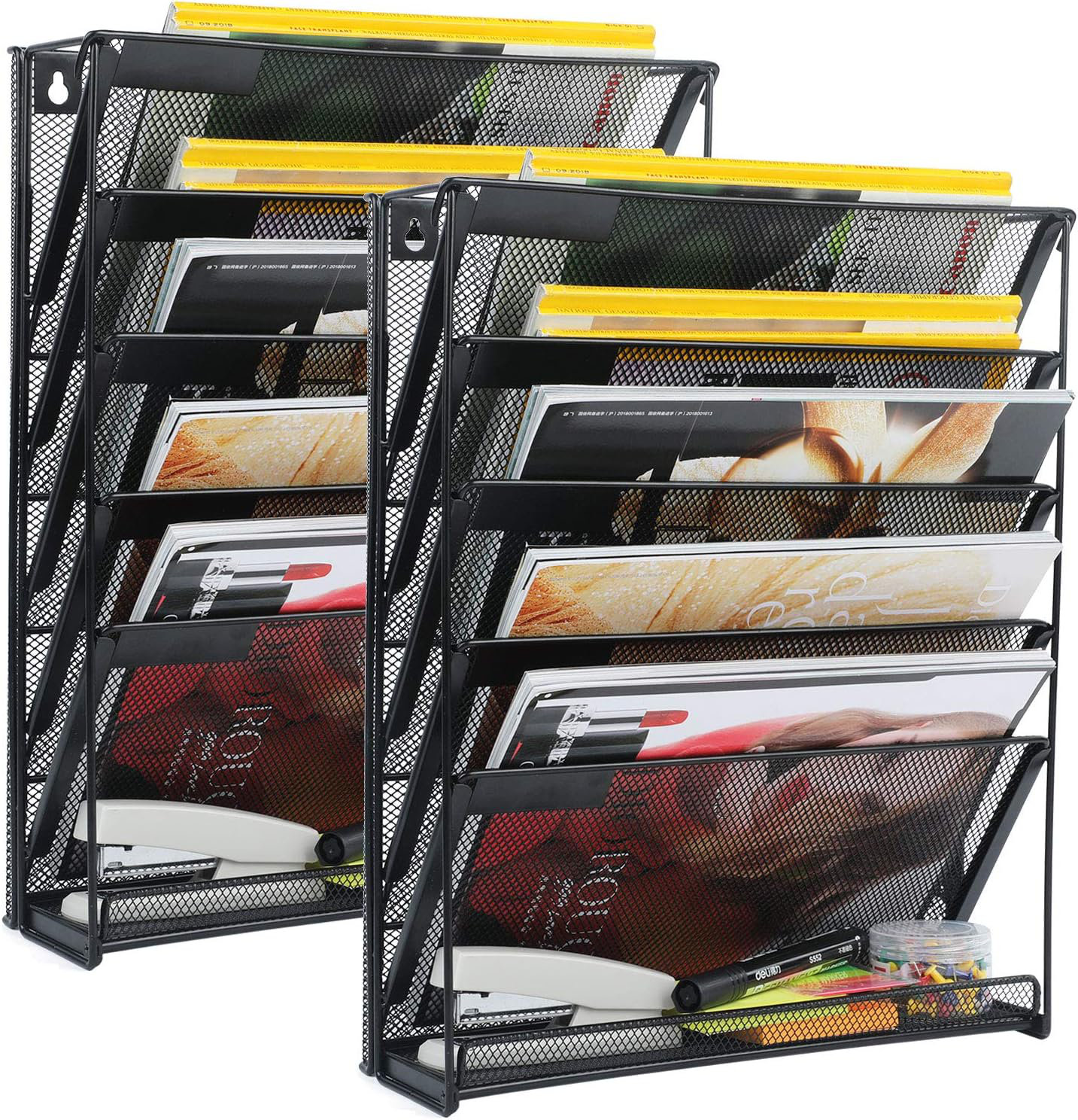 Orren Ellis 2 Pack Wall File Organizer, 6-Tier Wall Mount Paper Holder ...