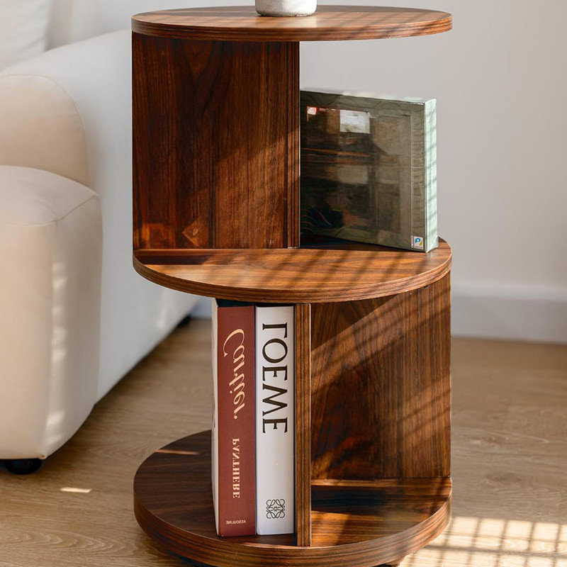 Loon Peak Living Room Side Table,Office Round Bookshelf End Table ...