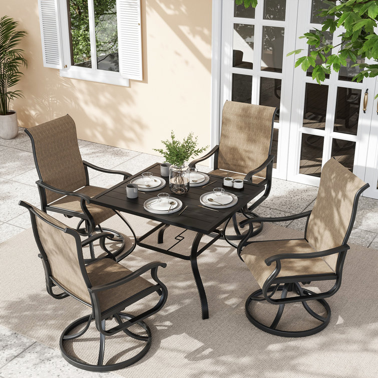 Lark Manor Avionce High Back Swivel Rocker Patio Dining Armchair(Set of ...