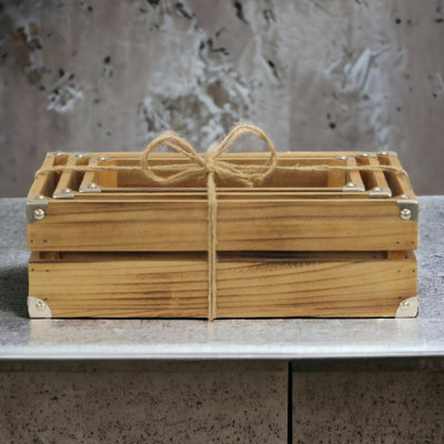 Union Rustic Rectangular Solid Wood Crate with Metal Trim & Reviews ...