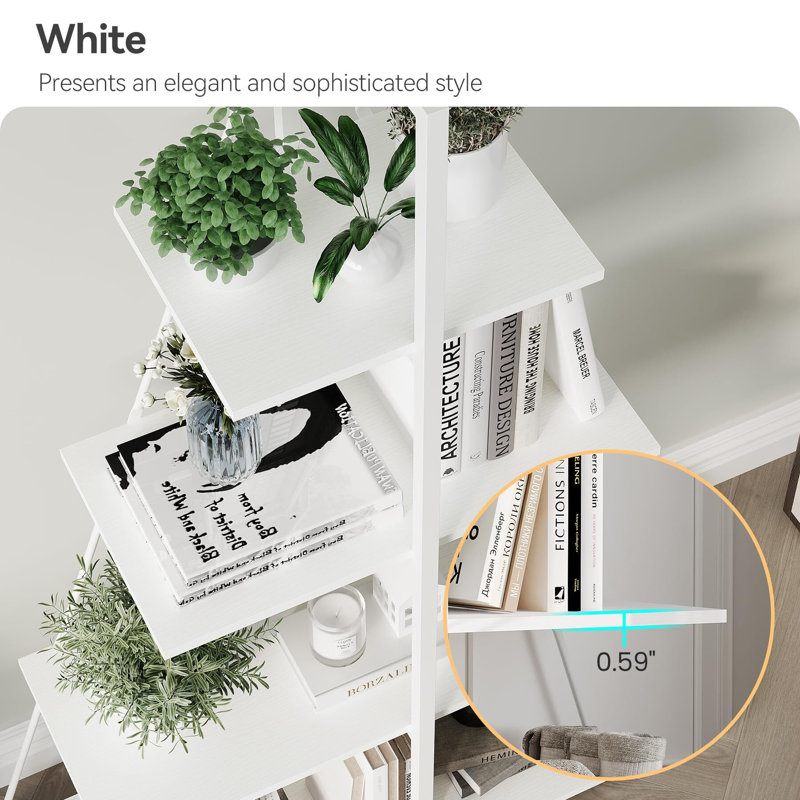 17 Stories 4 Tier Bookshelf, Wooden Ladder Shelves | Wayfair