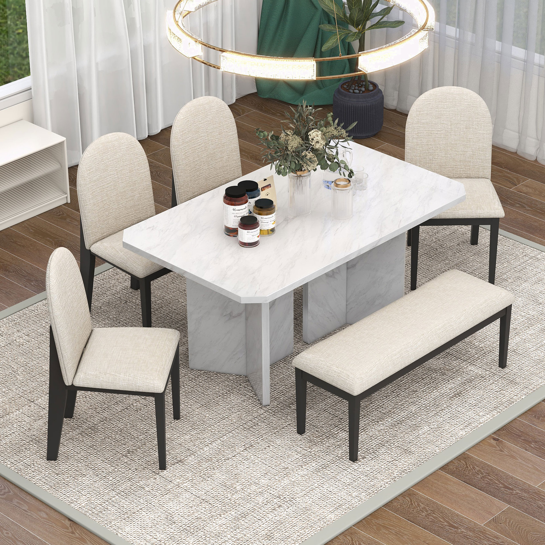 Latitude Run® Merredith 6-Piece Modern Style Dining Set,kitchen table set,dinning table set ...