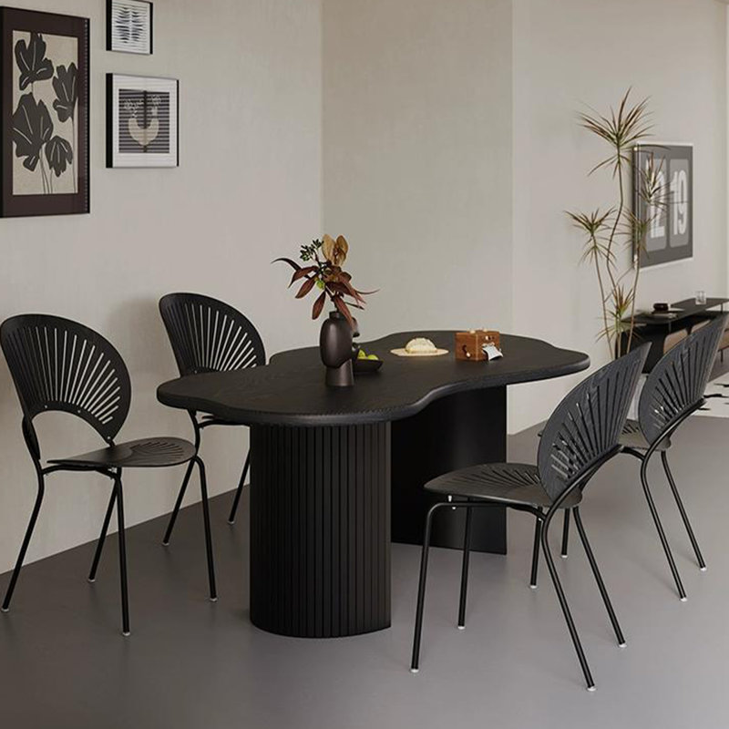 Orren Ellis 86.61" Black Rectangular Solid wood Butterfly Leaf Dining ...