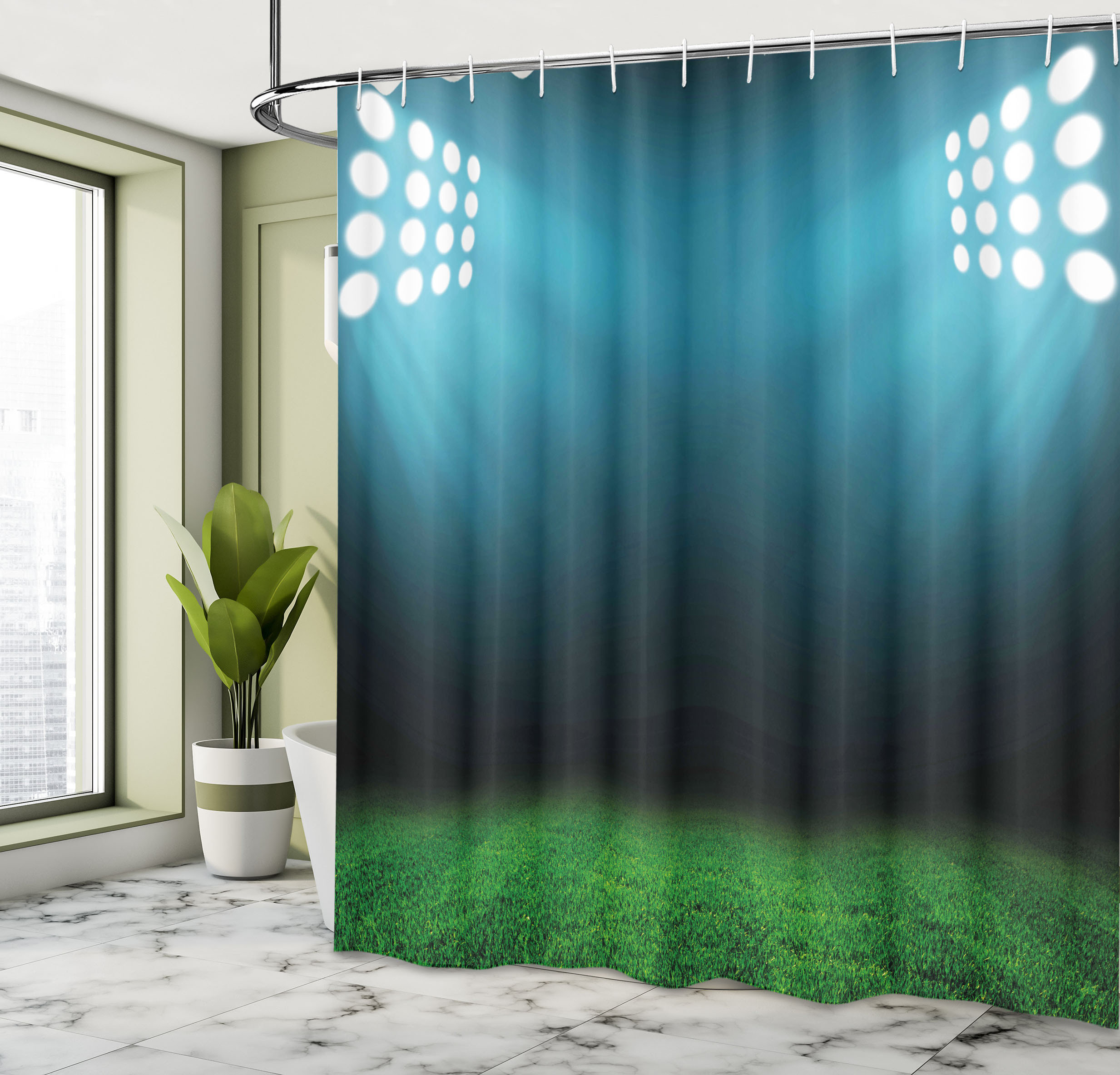 East Urban Home Gavrilovic Digital Shower Curtain Night at Stadium ...