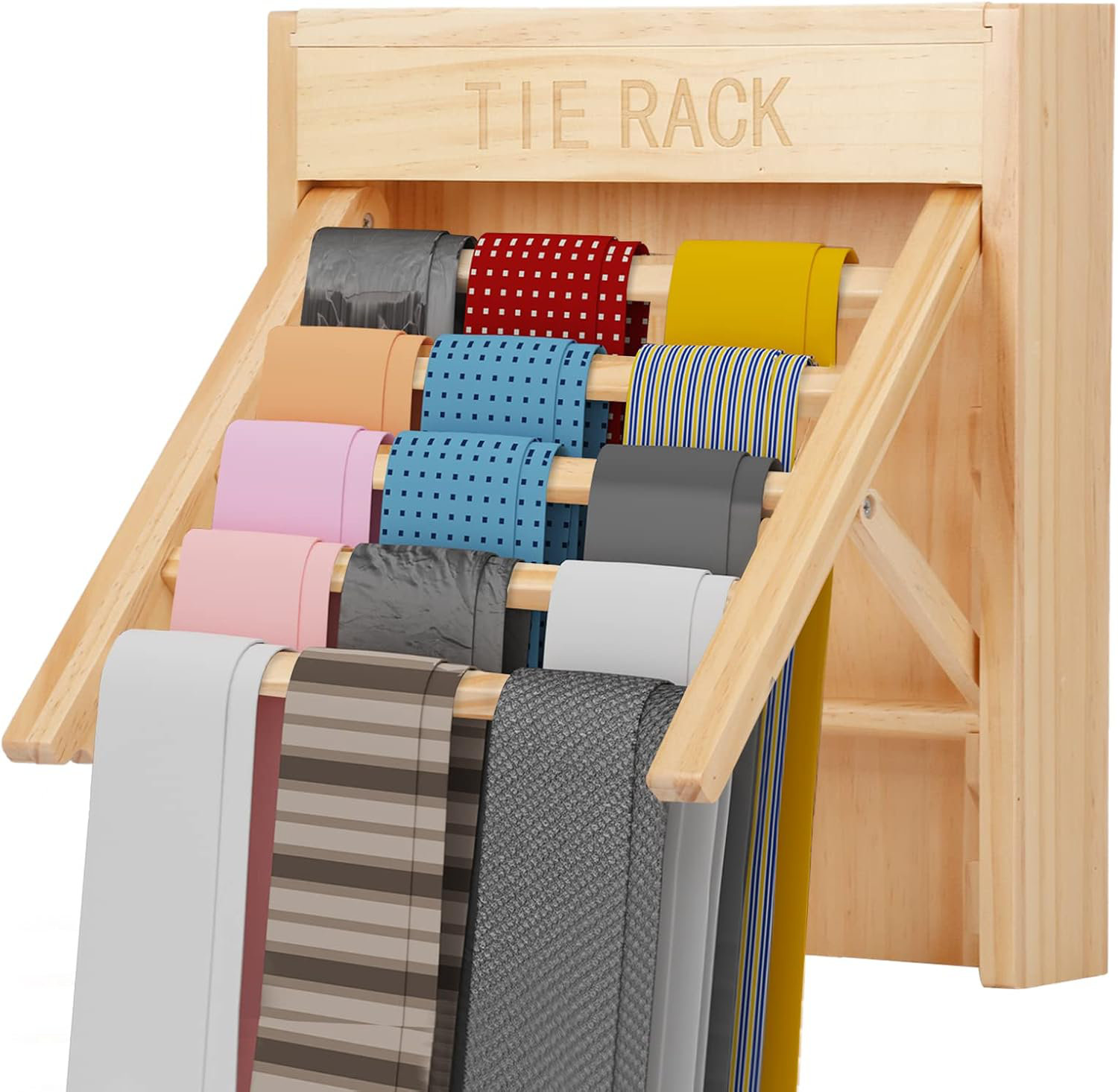 yitesiUSA Tie Rack Wall Mounted Wooden Tie Organizer | Wayfair