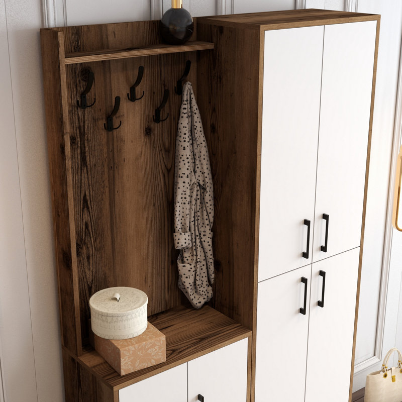 East Urban Home Hall Tree 47.24'' Wide with Shoe Storage | Wayfair