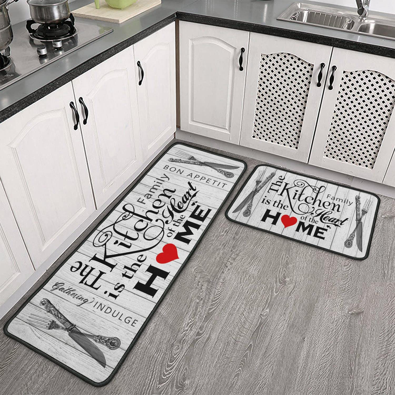 August Grove® Kitchen Rug 2 Pieces Set, Washable Non-Slip Kitchen Sink ...