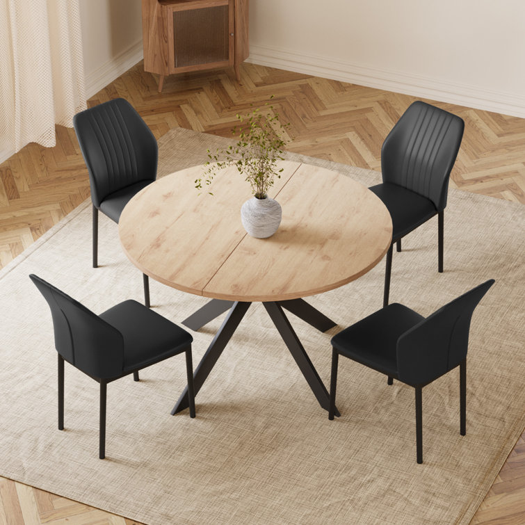 George Oliver Kiayanna46.4" Round Table Metal Legs Dining Table Set ...