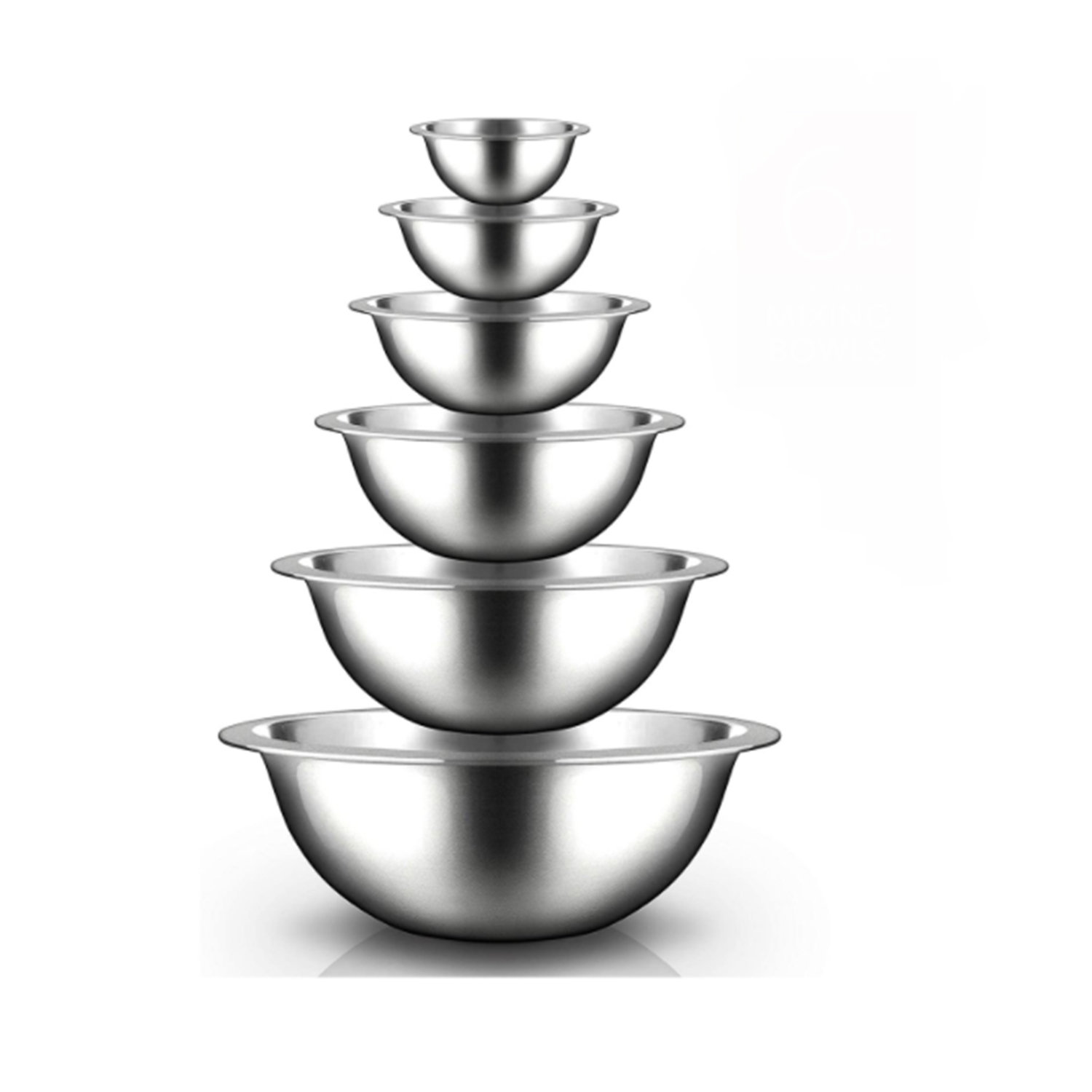 Nutrichef 6 Piece Stainless Steel Home Kitchen Mixing Serving Bowl Set ...