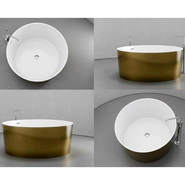Vast Studio Freestanding Round Bathtub – Solid Surface Deep Soaking Tub ...