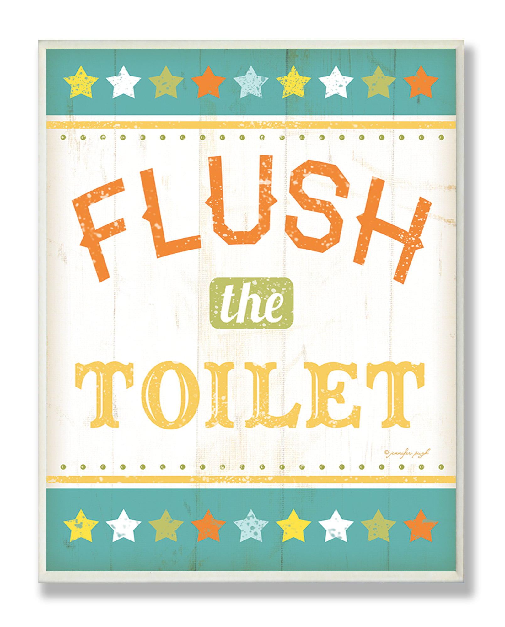 Ebern Designs Flush the Toilet Rainbow Typography Bathroom Wall Plaque ...