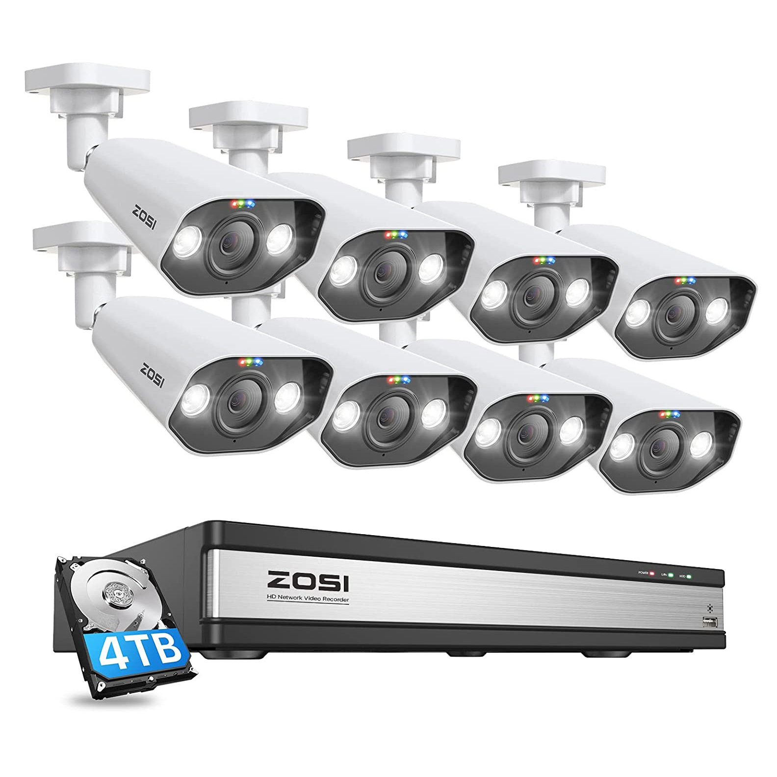 ZOSI 16CH 4K NVR PoE Security Camera System, 5MP Outdoor Spotlight ...
