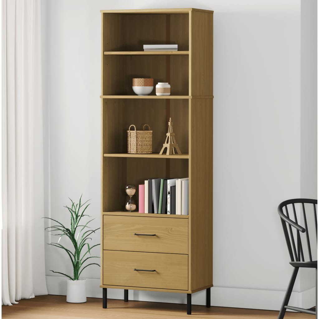Latitude Run® Bookshelf Book Cabinet with 2 Drawers Storage Cabinet ...