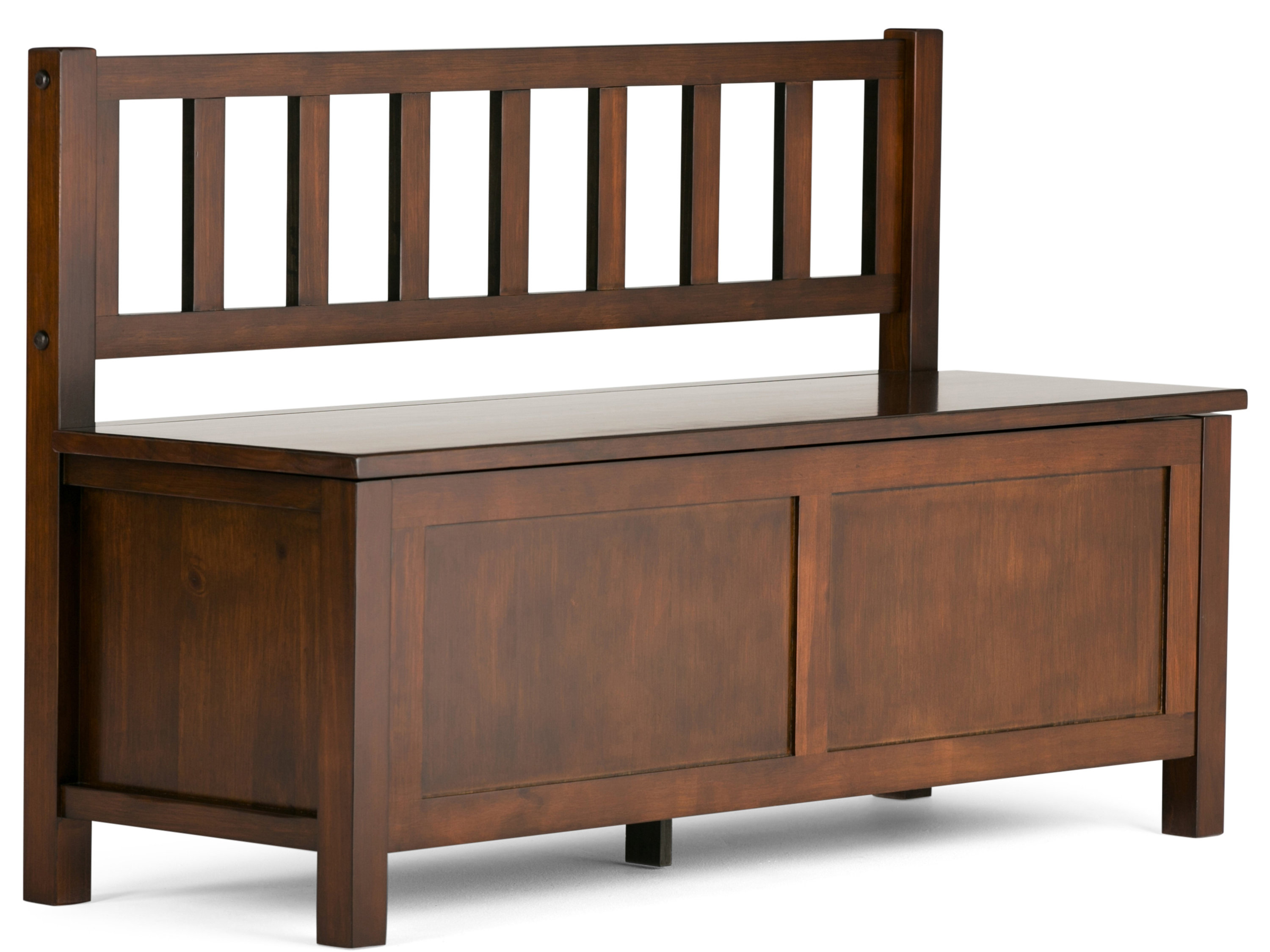 Simpli Home Artisan 47"W Solid Wood Armless Entryway Storage Bench with ...