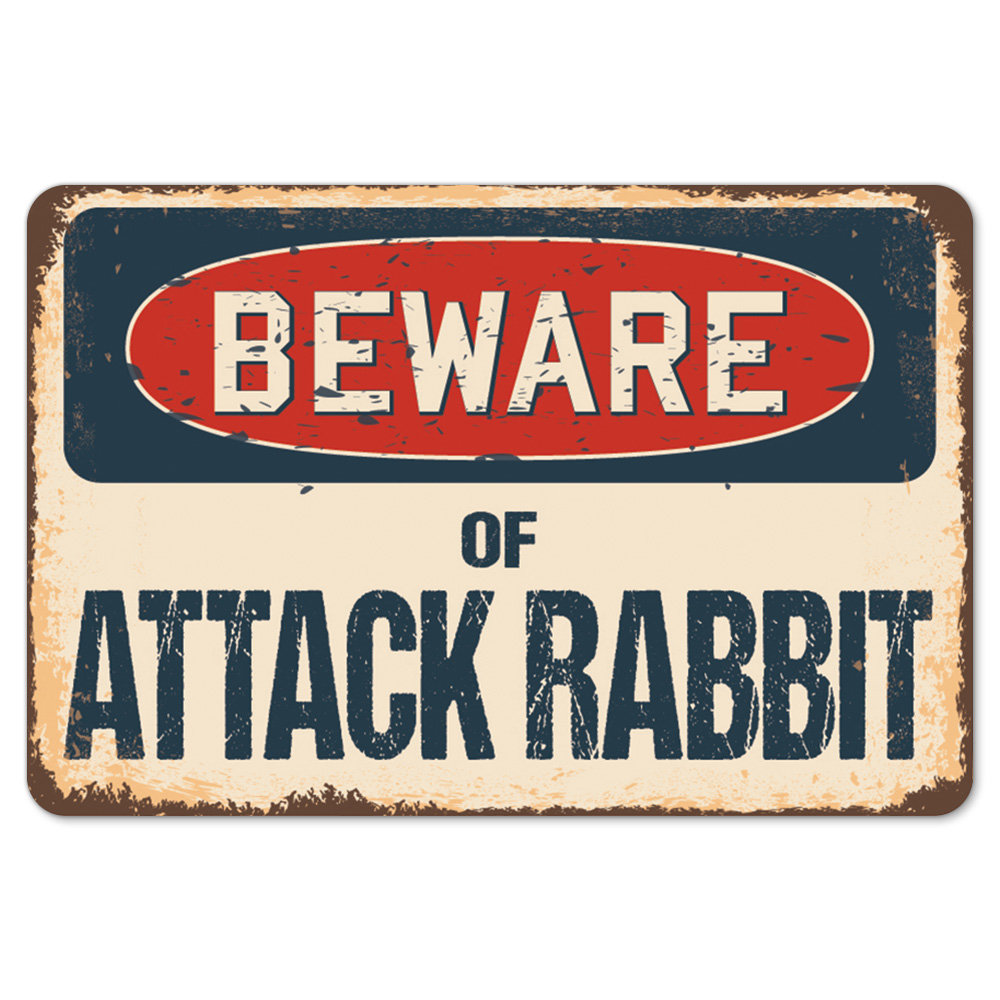 SignMission Decal-Attack Rabbit_Beware Of Attack Rabbit Rustic Sign ...