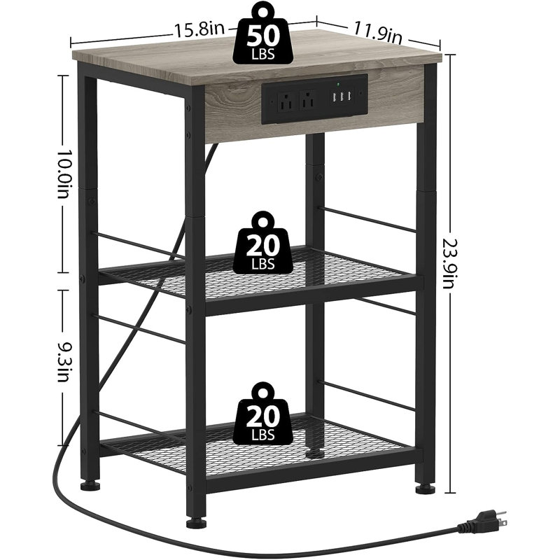Hokku Designs Alluvia End Table with Storage and Built-In Outlets | Wayfair
