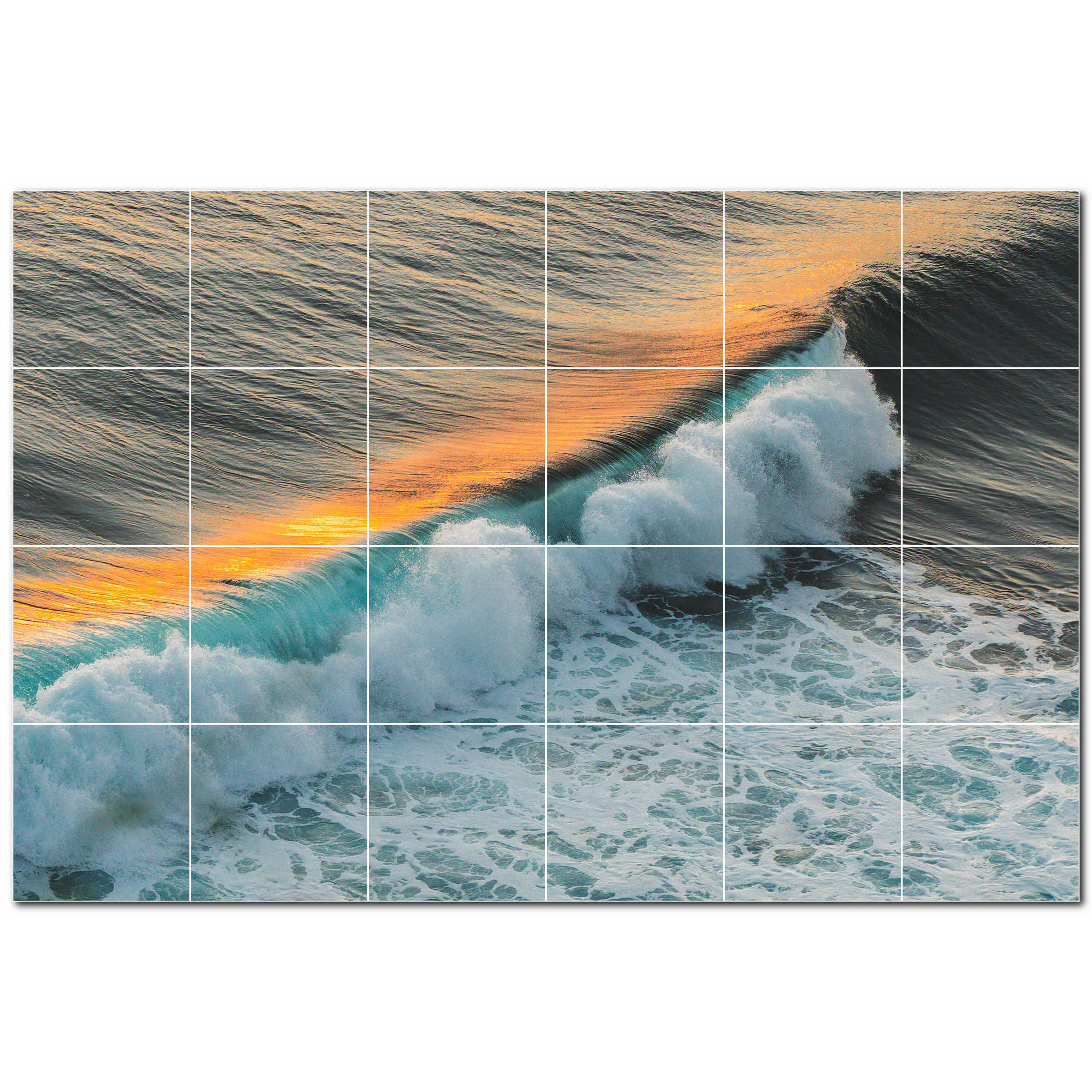 Picture-Tiles.com 36" x 24" Ceramic Waves Photo Decorative Mural Tile ...
