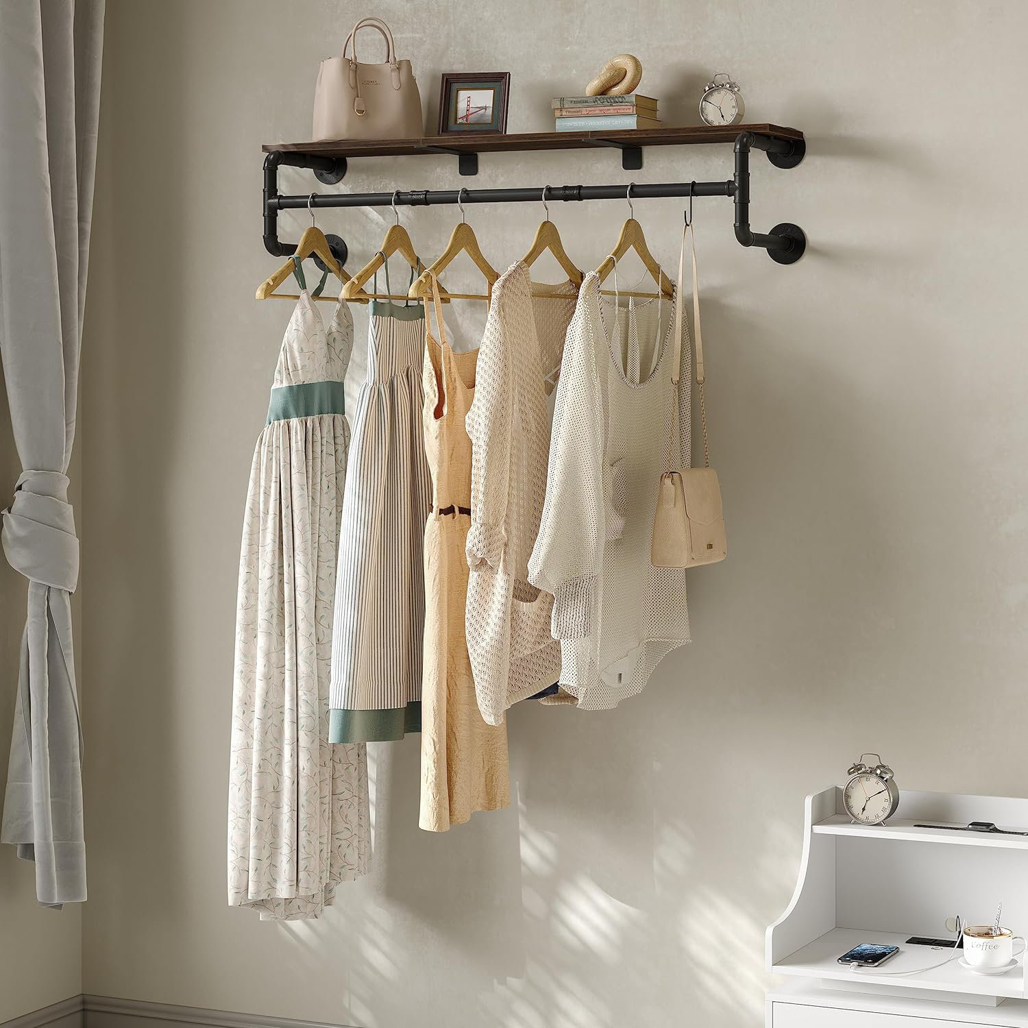 Williston Forge Juanda 43.1'' Metal Wall Mounted Clothes Rack | Wayfair