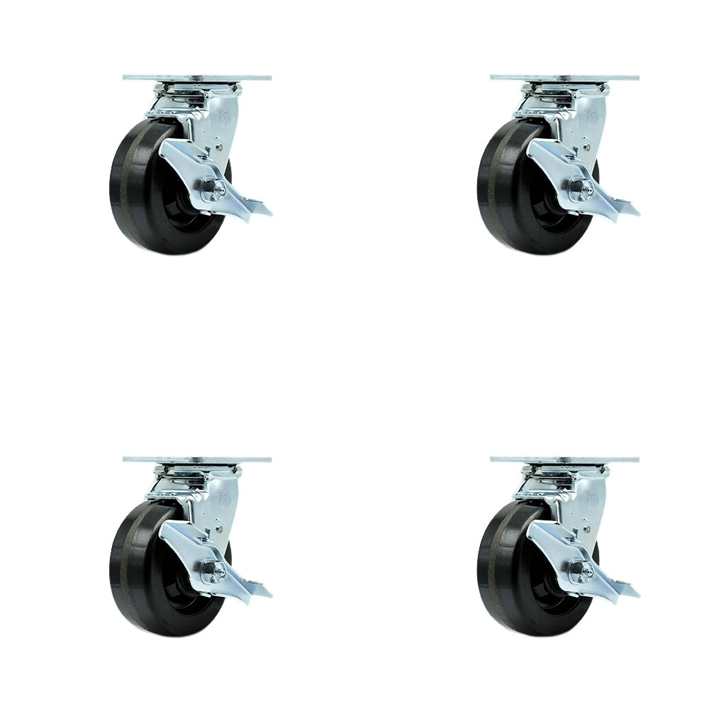 Service Caster Tool Box Caster Wheel Set – 5 Inch Phenolic Swivel ...