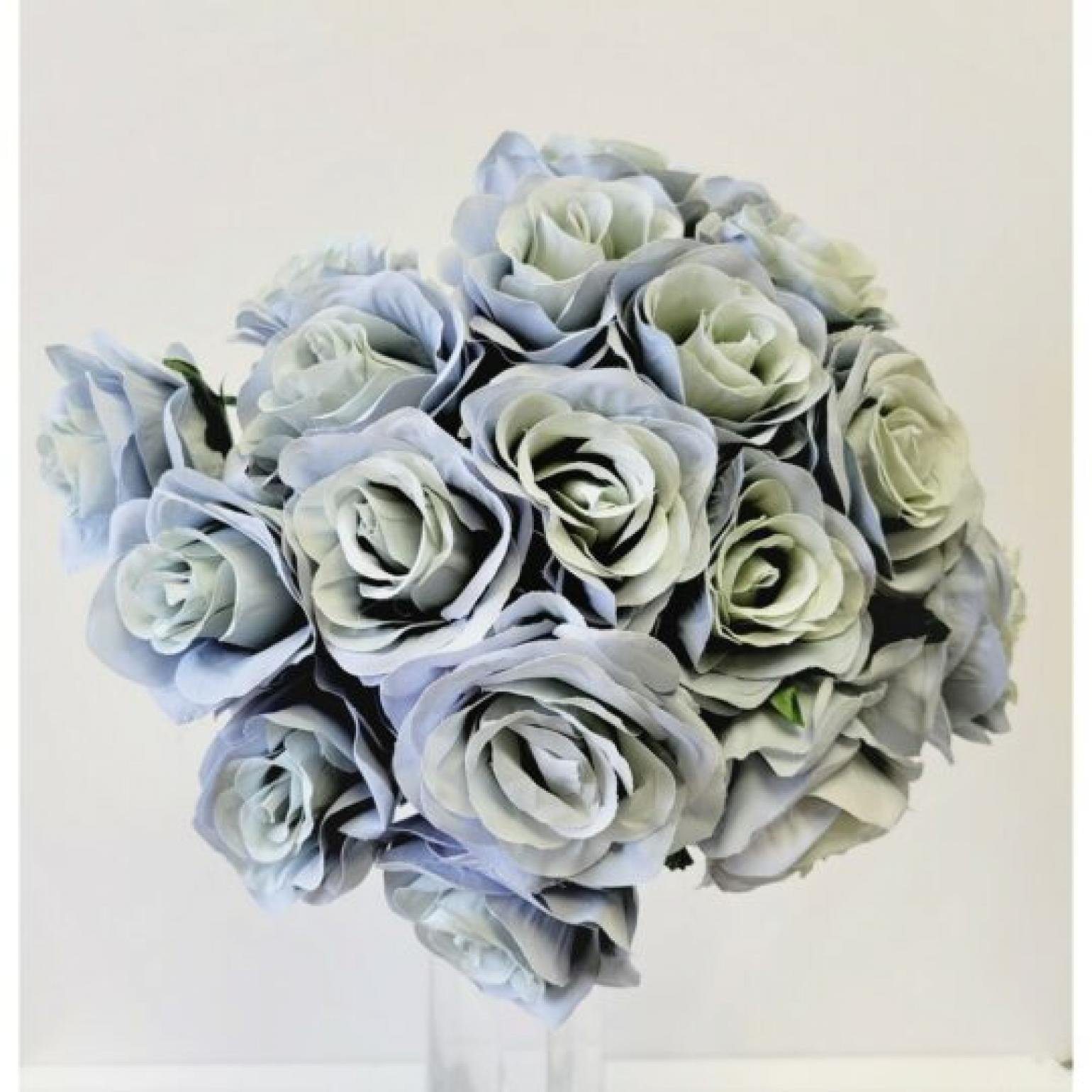 Red Barrel Studio® Dusty Blue Rose Bush Artificial Flower | Wayfair