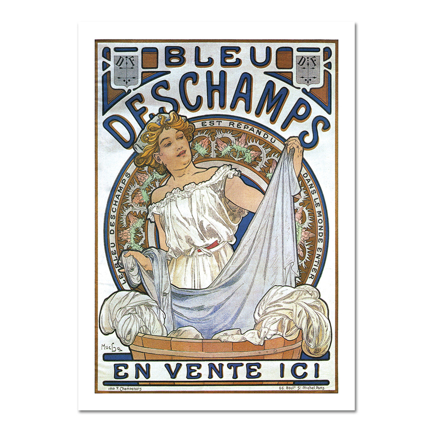 Happy Larry Bleu Deschamps by Alphonse Mucha - Rectangle Print ...