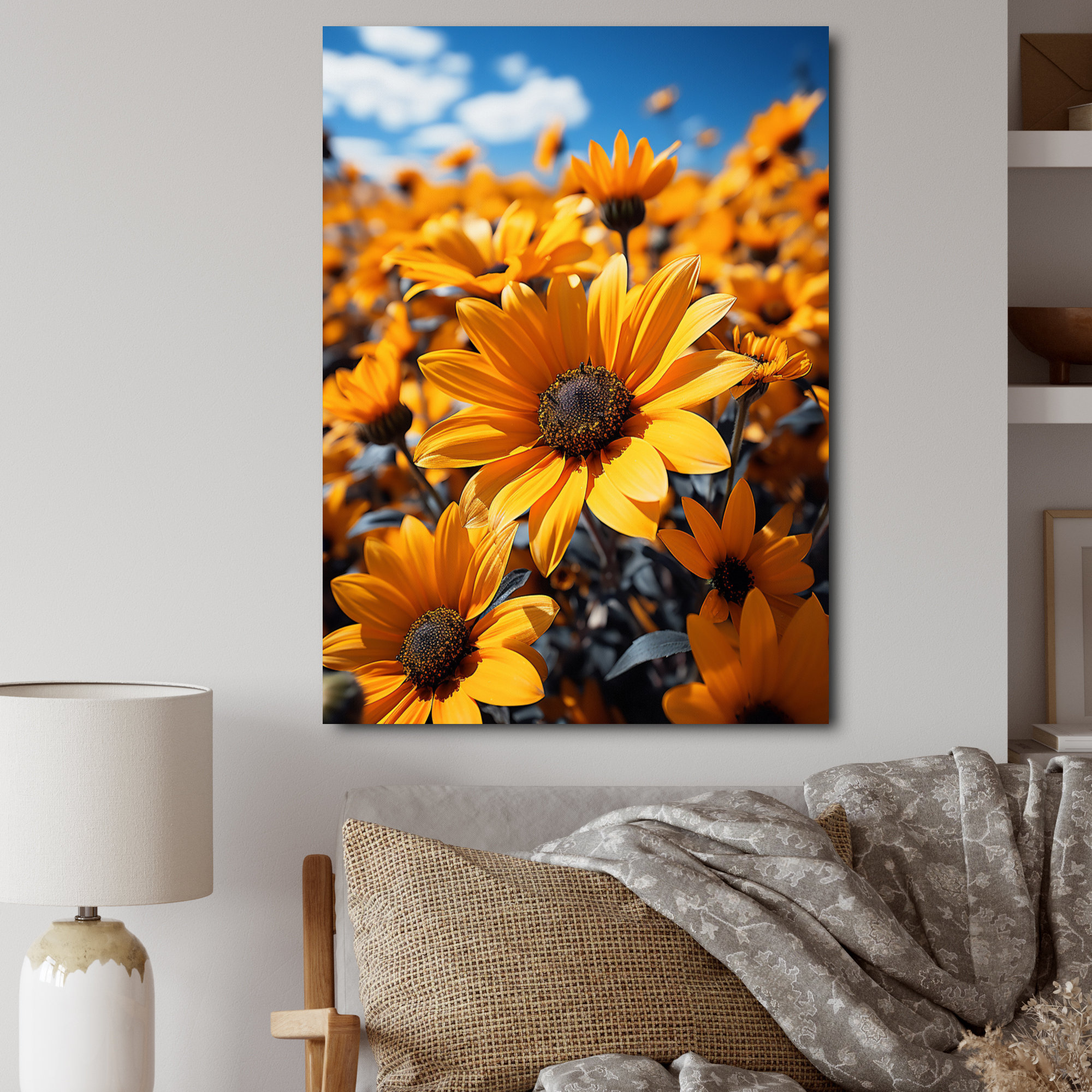 Gracie Oaks Bethene Yellow Dancing Sunflowers I - Print | Wayfair