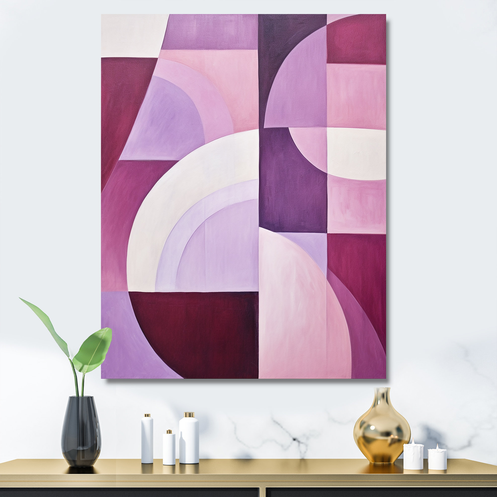 Design Art Mauve Motion Abstract Shapes On Canvas Print | Wayfair