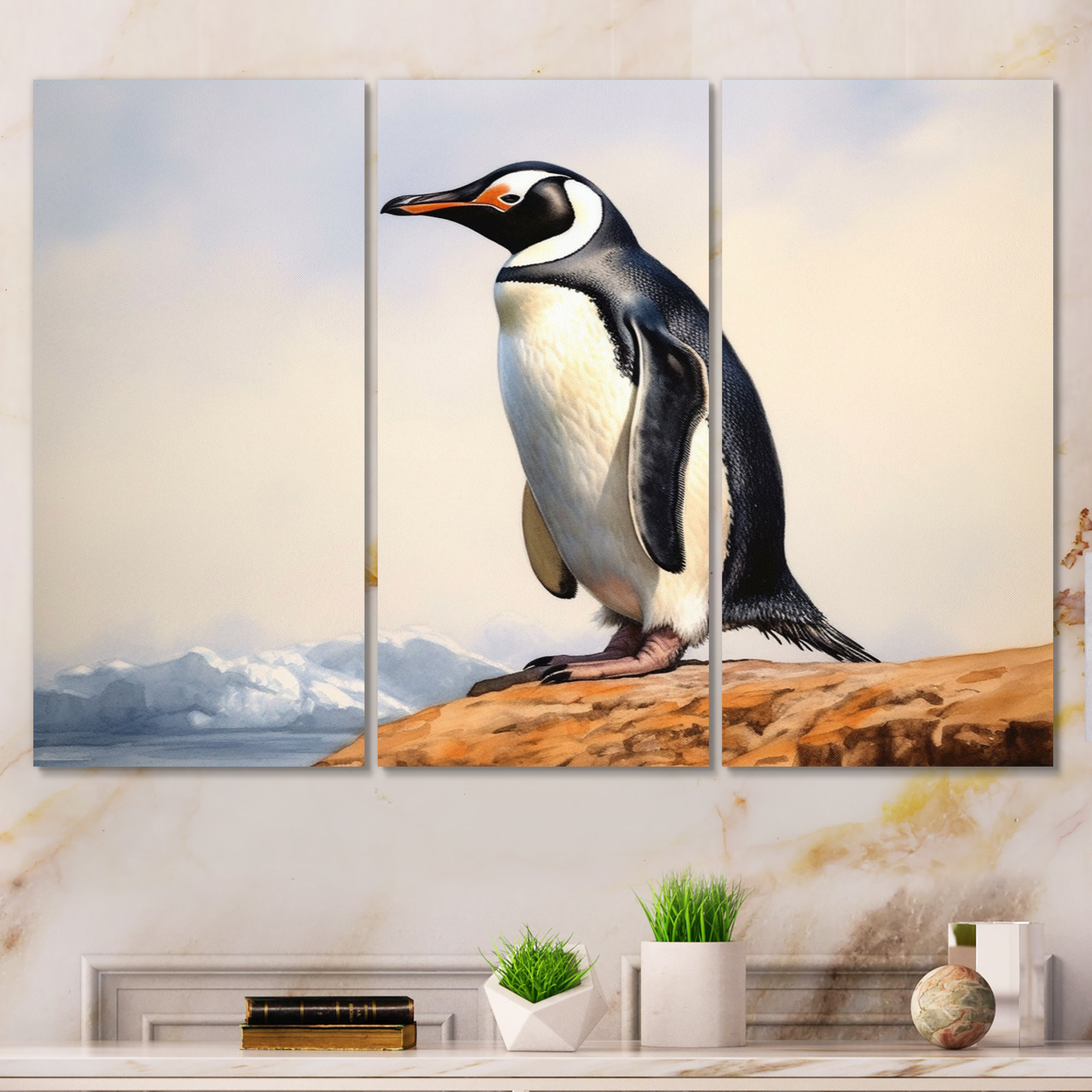 Design Art Graceful Penguins II - Penguin Metal Wall Decor Set ...