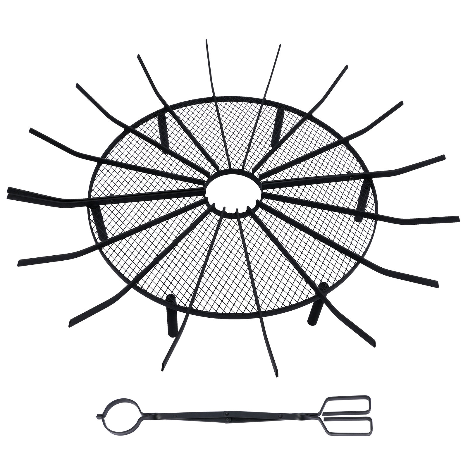 ShangQuan WuLiu Round Fire Pit Grate with Firewood Tongs, Burning Rack ...