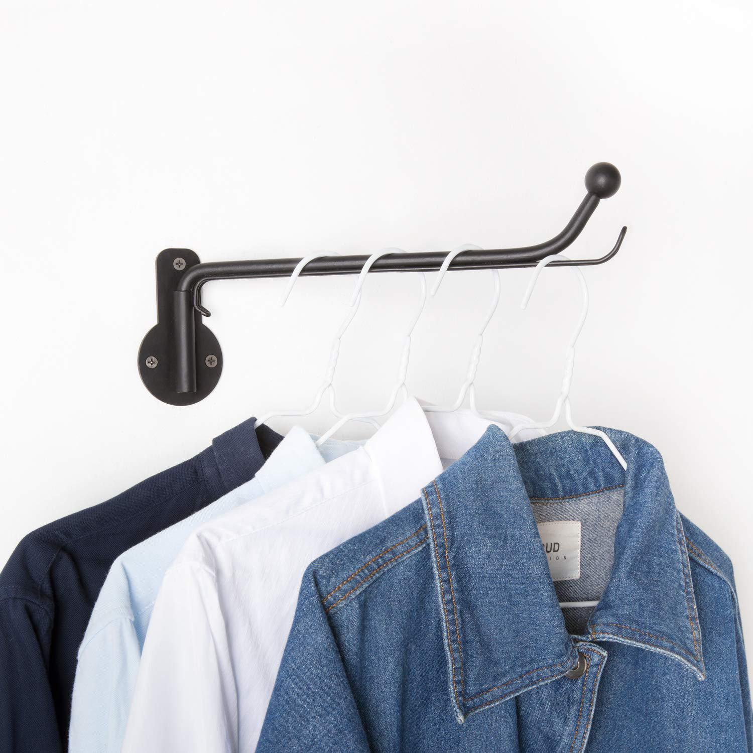 Latitude Run® Wall Mounted Clothes Hanger Rack With Swing Arm Holder ...