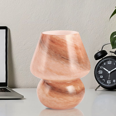 Wrought Studio 8" Glass Mushroom Lamp, Brown Tortoise, Glossy Finish ...