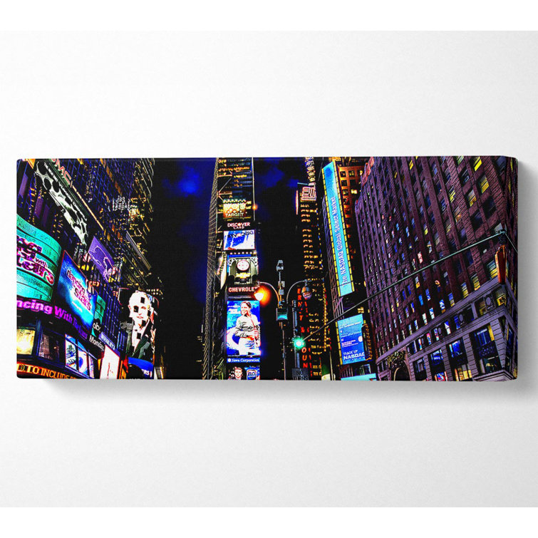 Ebern Designs New York Times Square Blue Skys At Night - Wrapped Canvas ...