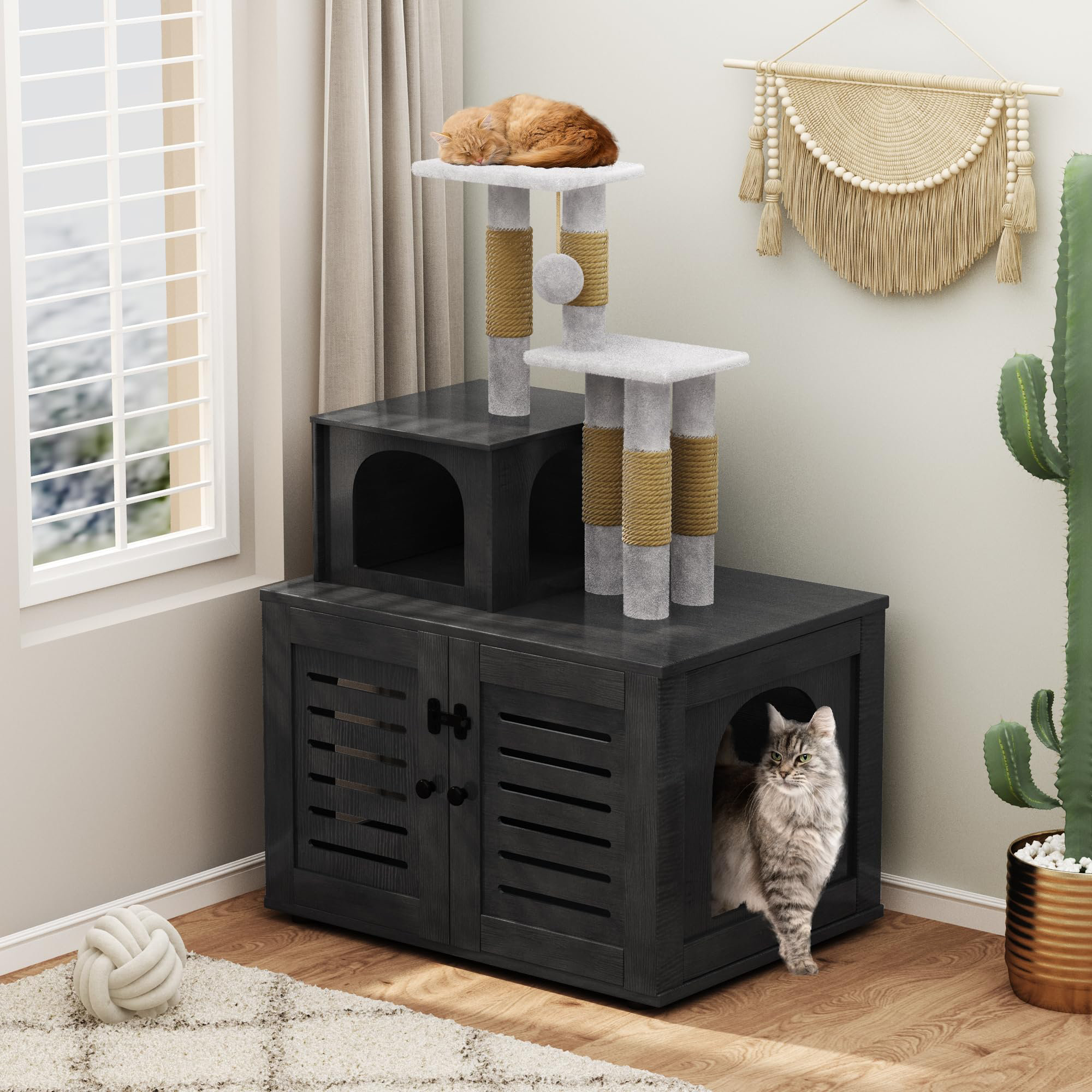 Tucker Murphy Pet™ Multi-Level Cat Tree with Hidden Litter Box - All-in ...