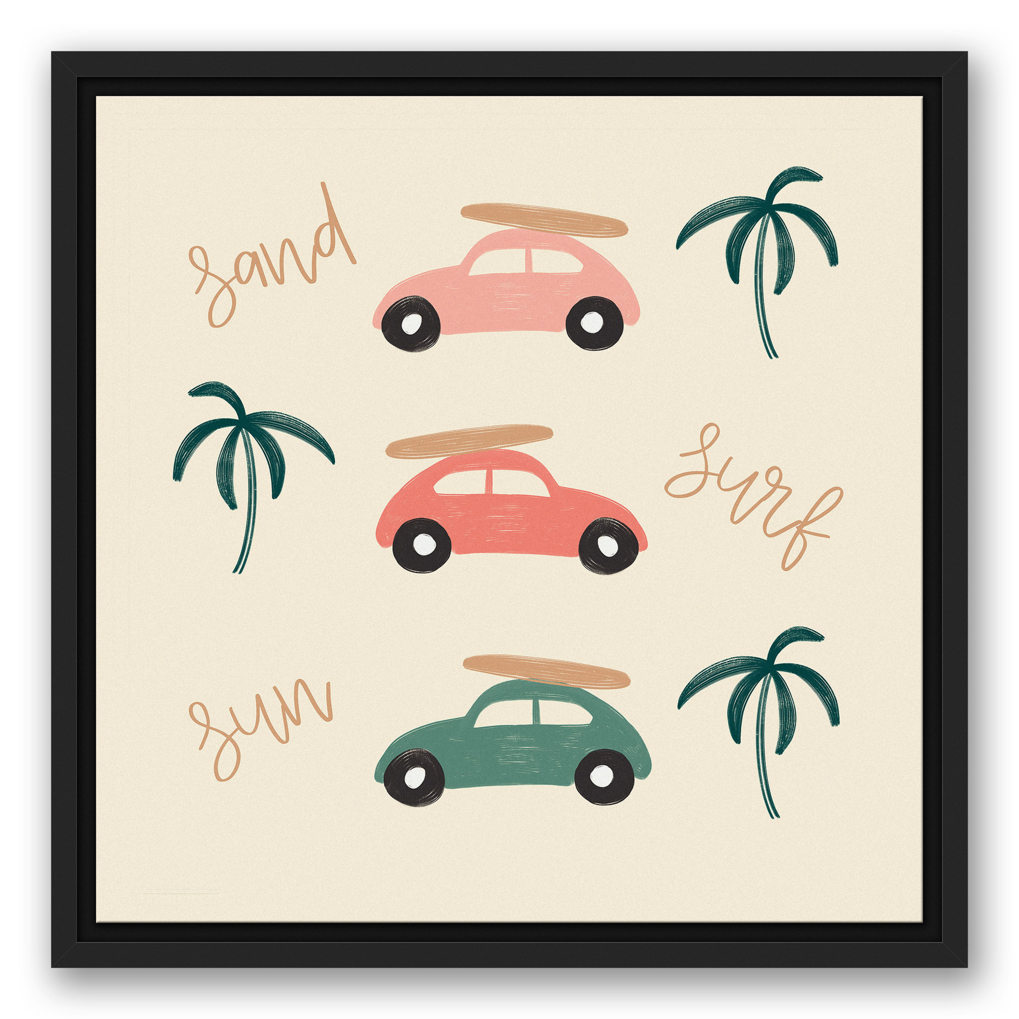 Highland Dunes Sand Surf Sun Framed On Canvas Print | Wayfair