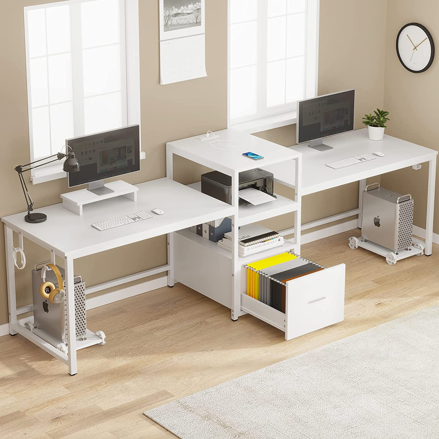 Inbox Zero Hansbury Reversible Desk with Built in Outlets & Reviews ...
