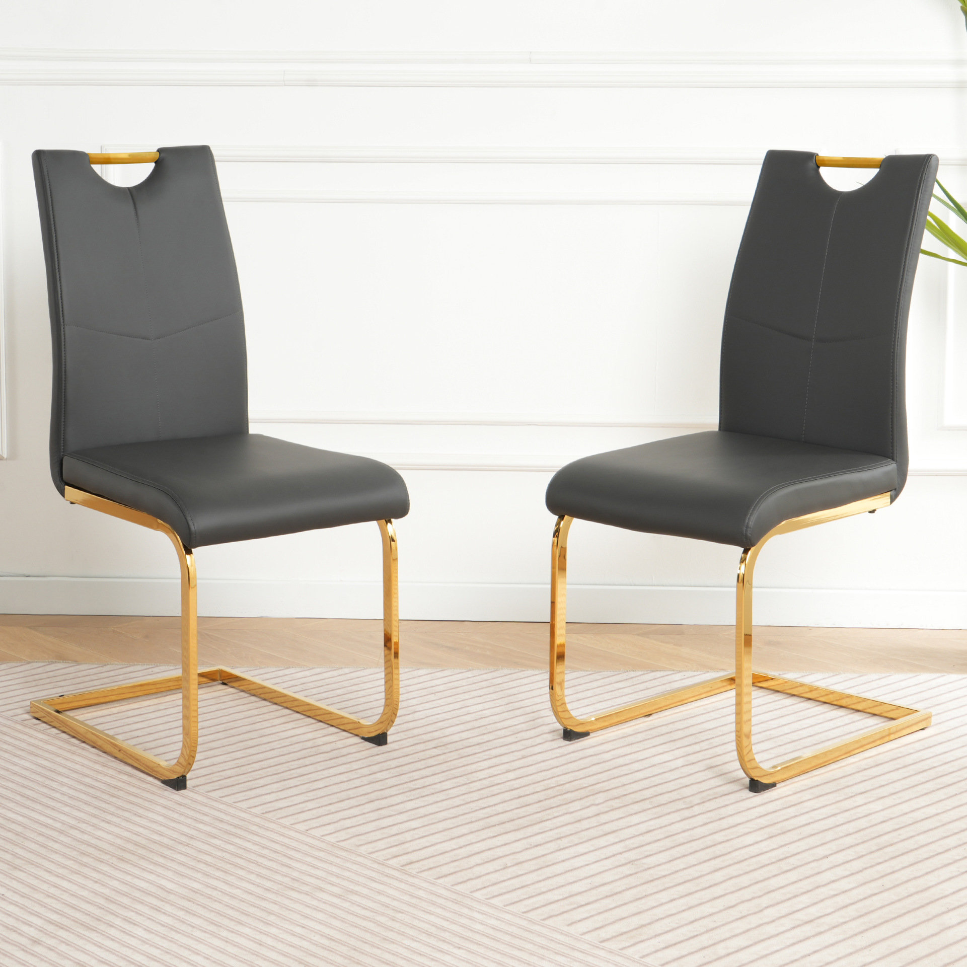 Ivy Bronx Modern Charcoal Pu Chairs - Ergonomic With Curved Lines ...