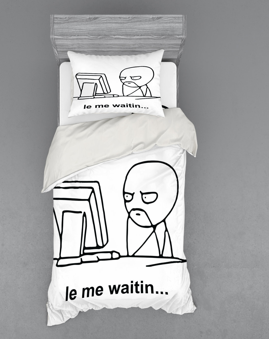 Ambesonne Humor Stickman Meme Face Looking At Computer Joyful Fun ...