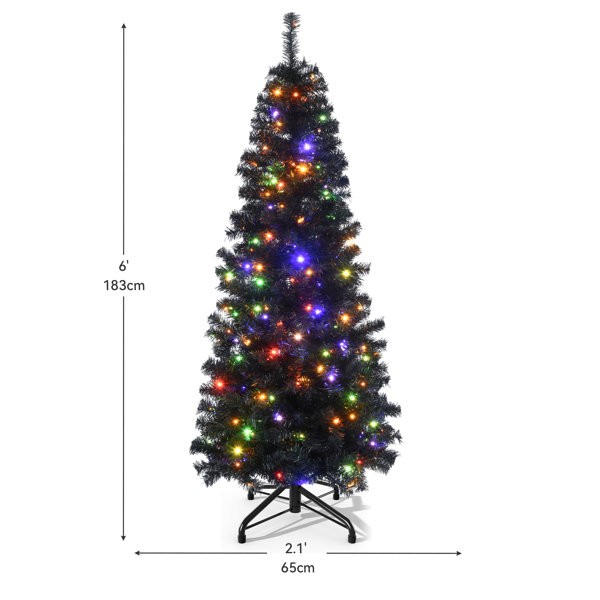 The Holiday Aisle® Slim Pre-Lit Black Pencil Christmas Tree with 700 ...