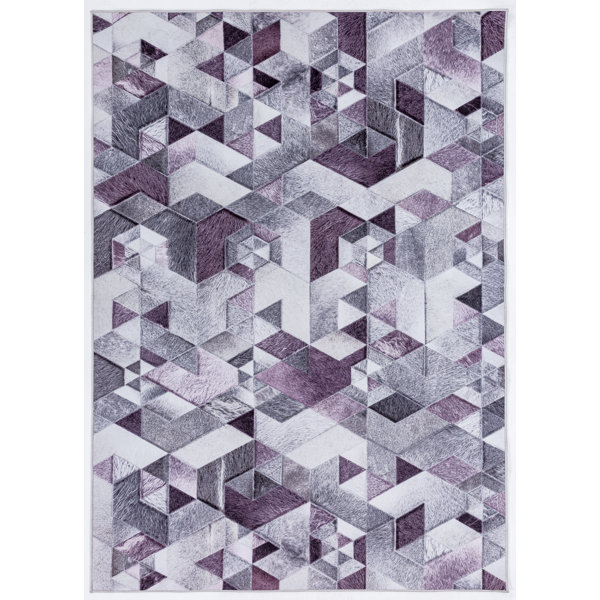 George Oliver Rayna Geometric White/Grey/Purple Area Rug & Reviews ...