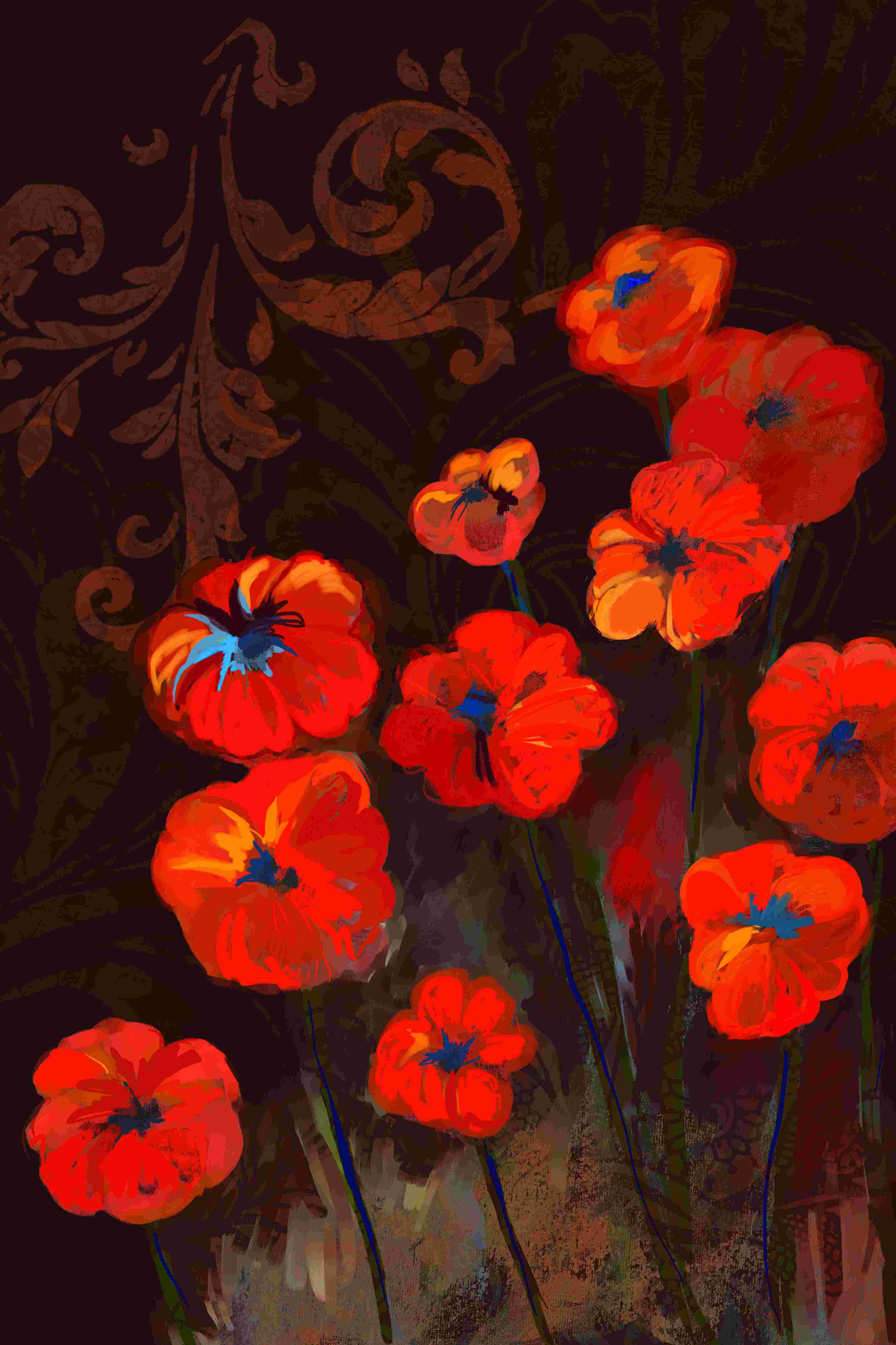 Winston Porter Fall Poppies Wrapped Canvas Print | Wayfair