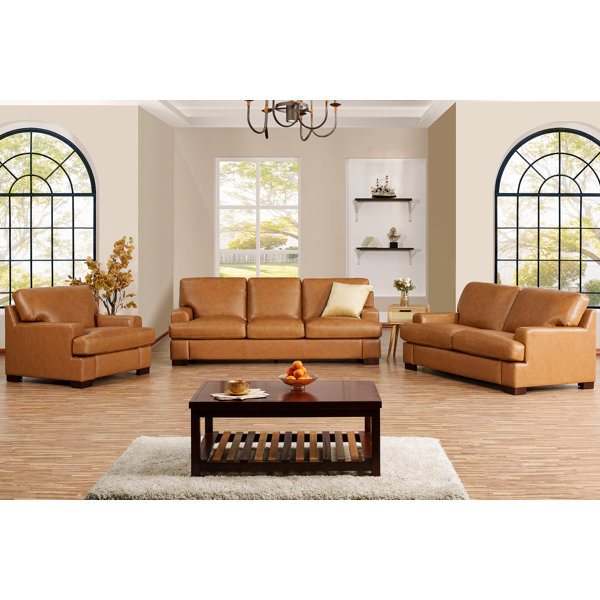 Latitude Run® Satilla 3 - Piece Leather Living Room Set | Wayfair