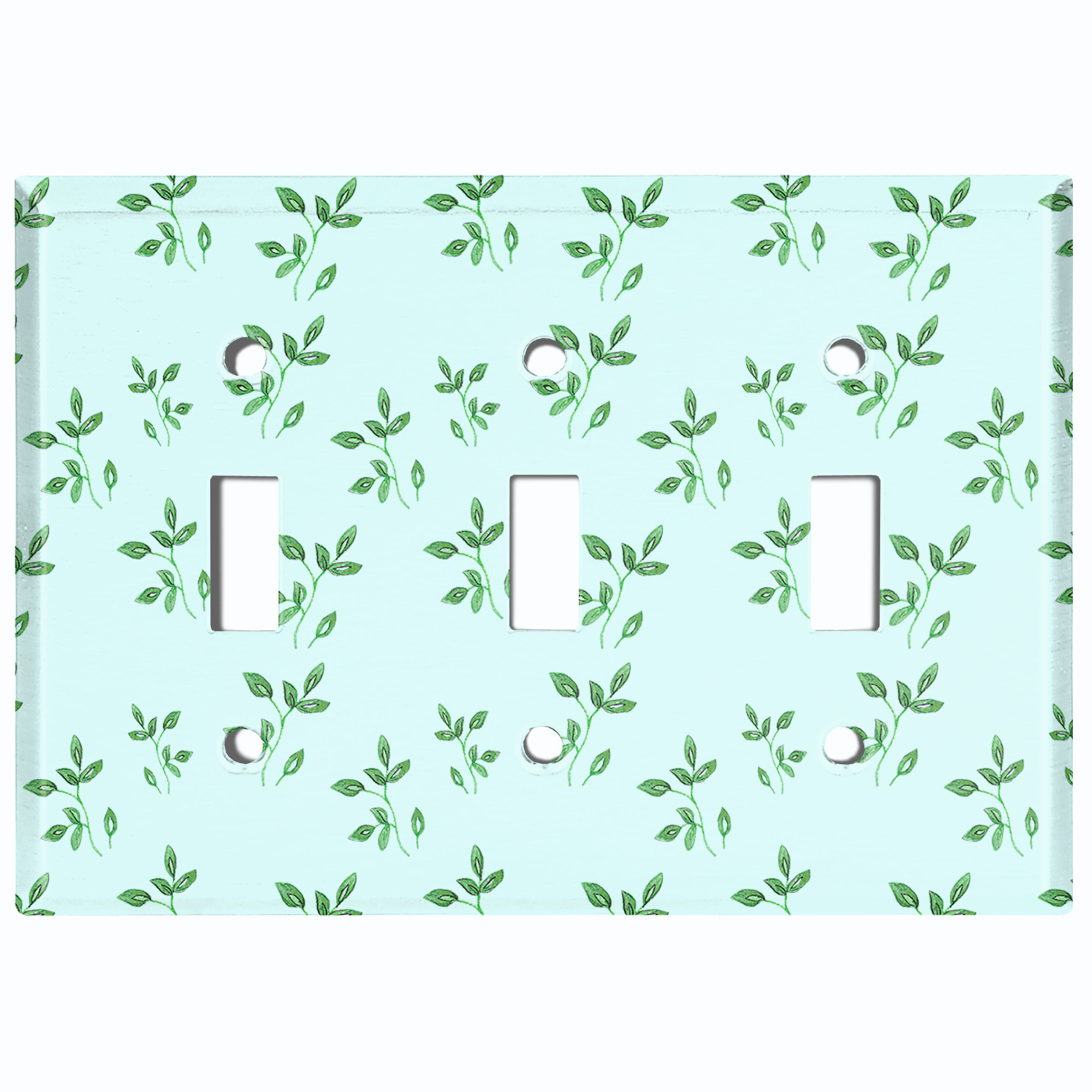 WorldAcc Metal Light Switch Plate Outlet Cover (Teal Garden Leaves ...