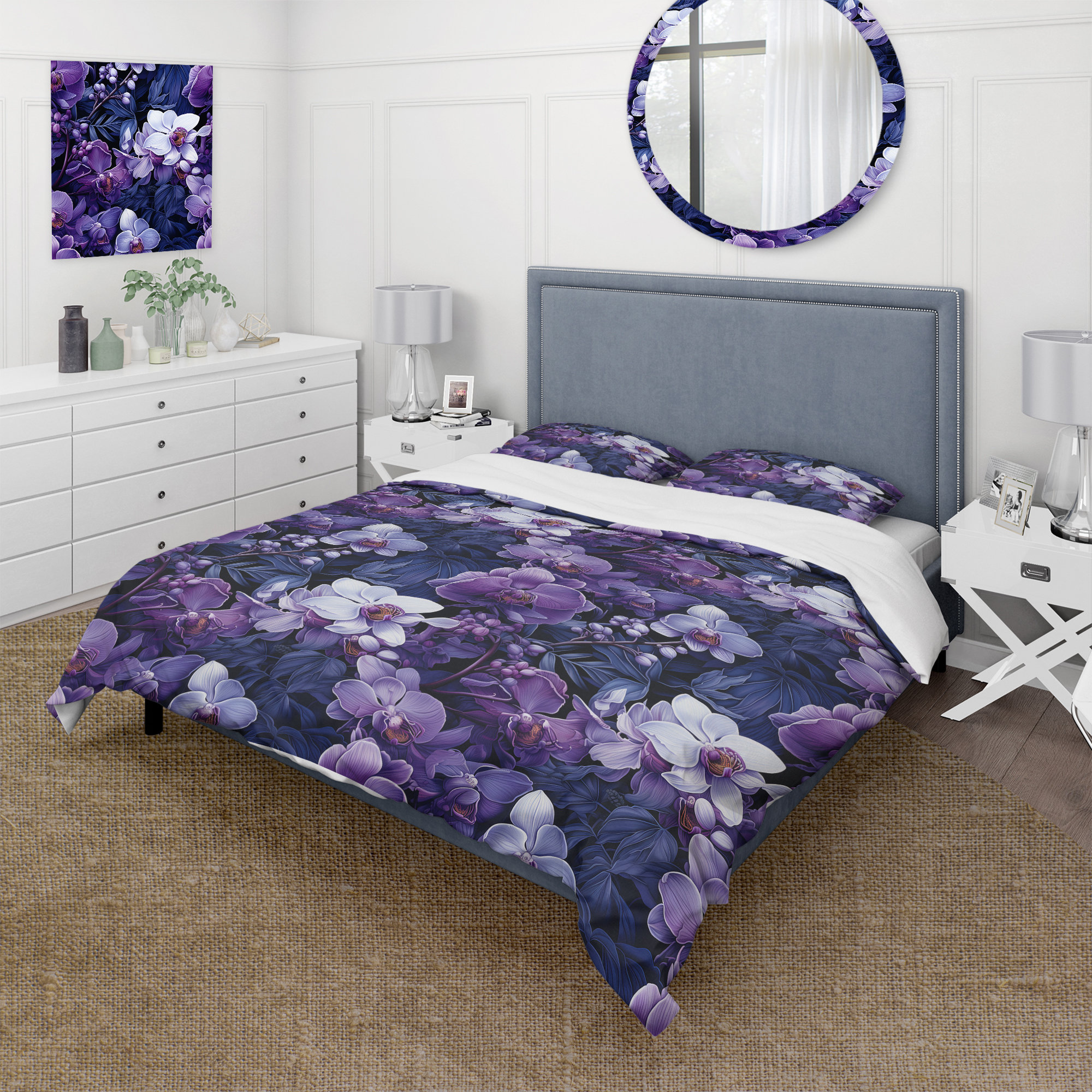 Design Art Orchid Twilight Tropical Pattern Bedding | Wayfair
